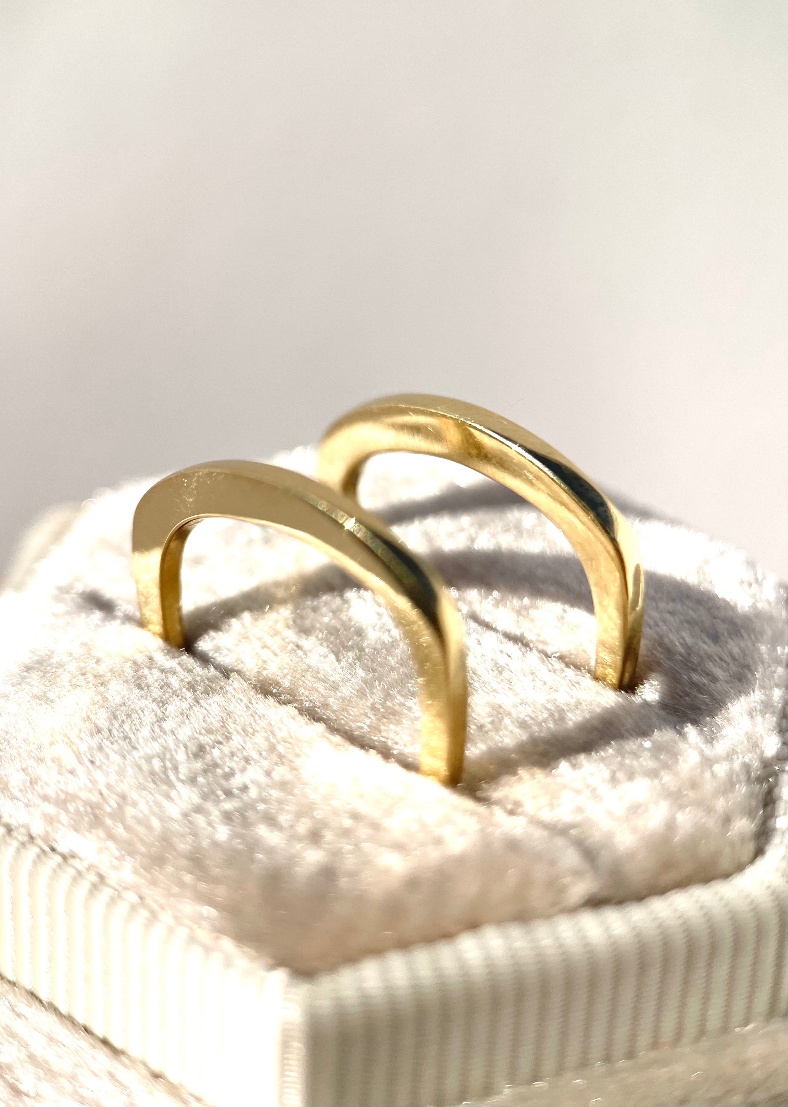 Two Stacked Square Rings - 18K Yellow Gold – Adara Austin